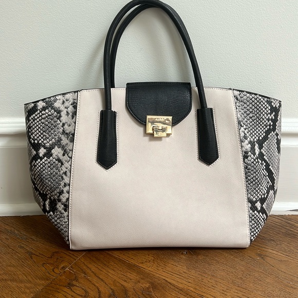 Aldo | Bags | Aldo Snake Print And Cream Business Casual Bag | Poshmark
